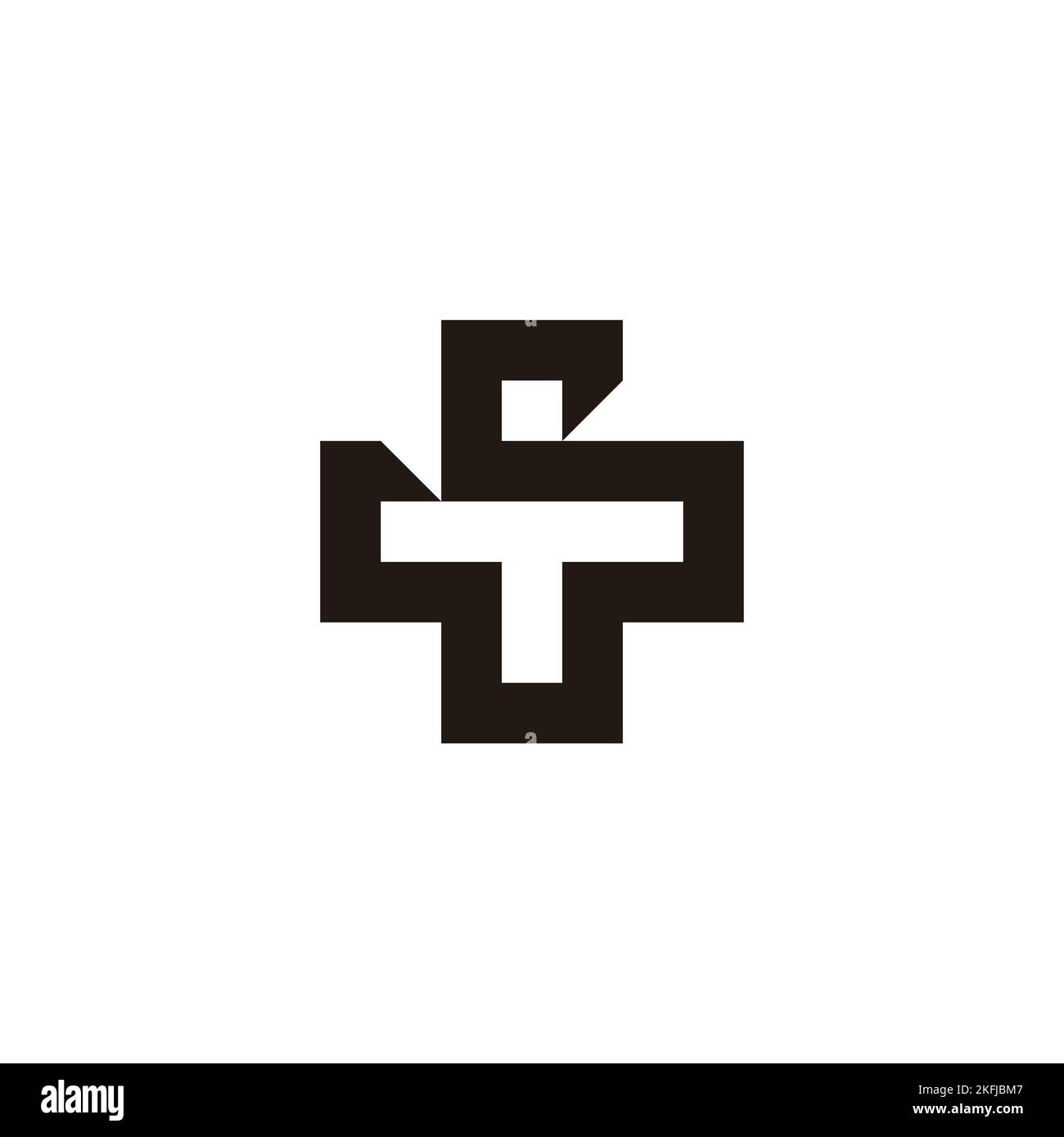 Letter T outline, plus, geometric symbol simple logo vector Stock ...