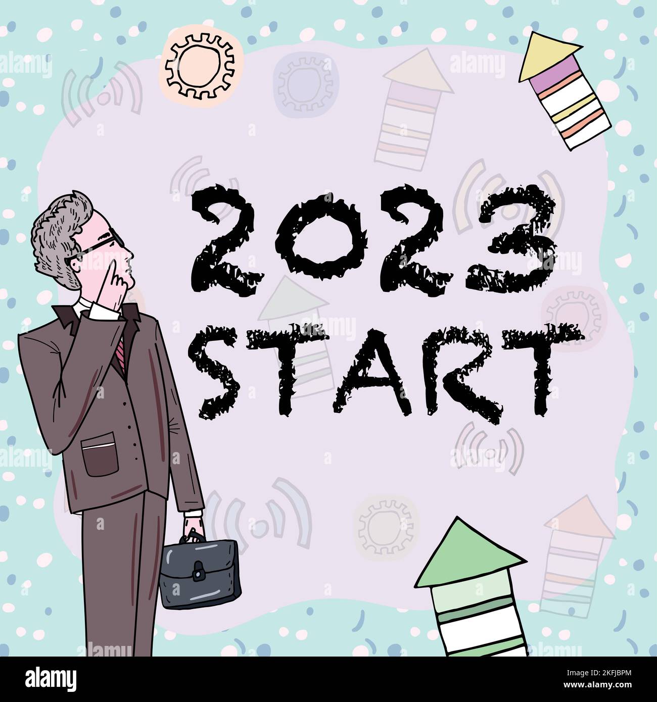 Hand writing sign 2023 Start. Business idea remembering past year ...
