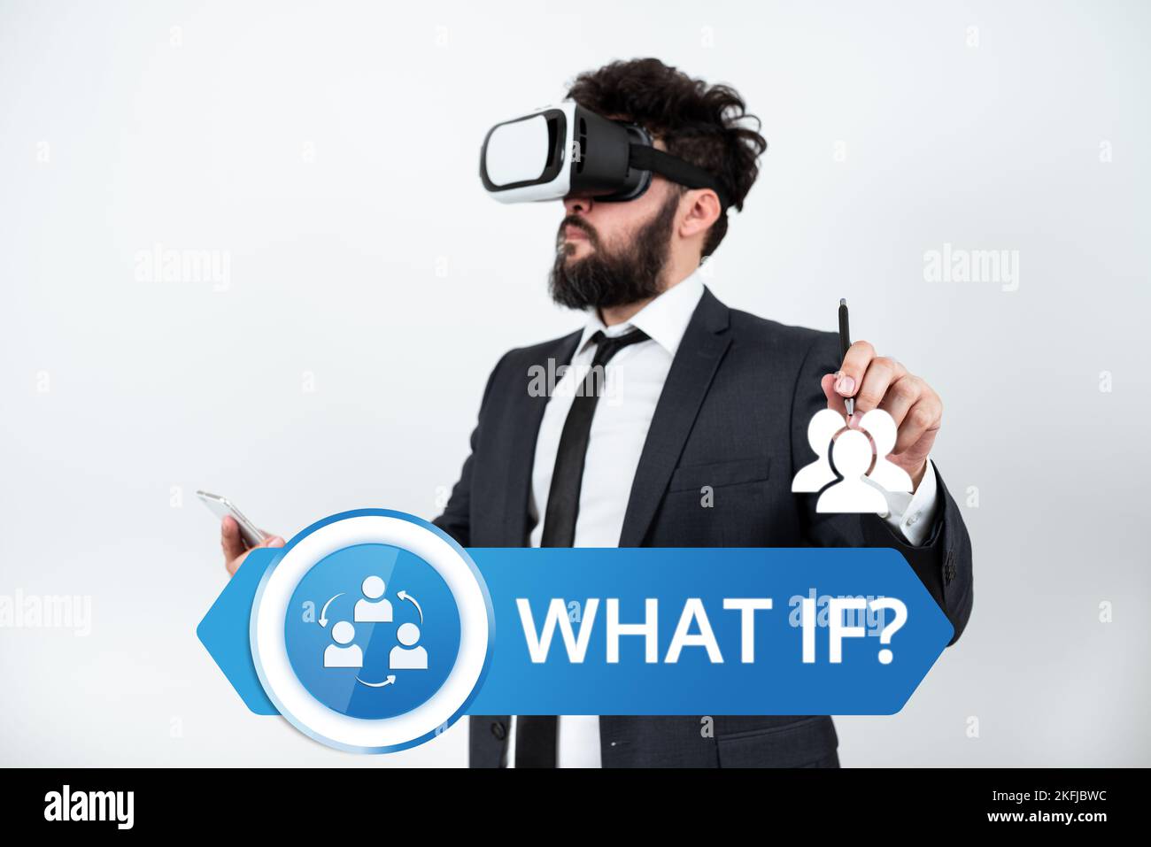 Hand writing sign What If. Business showcase Study all possibilities ...