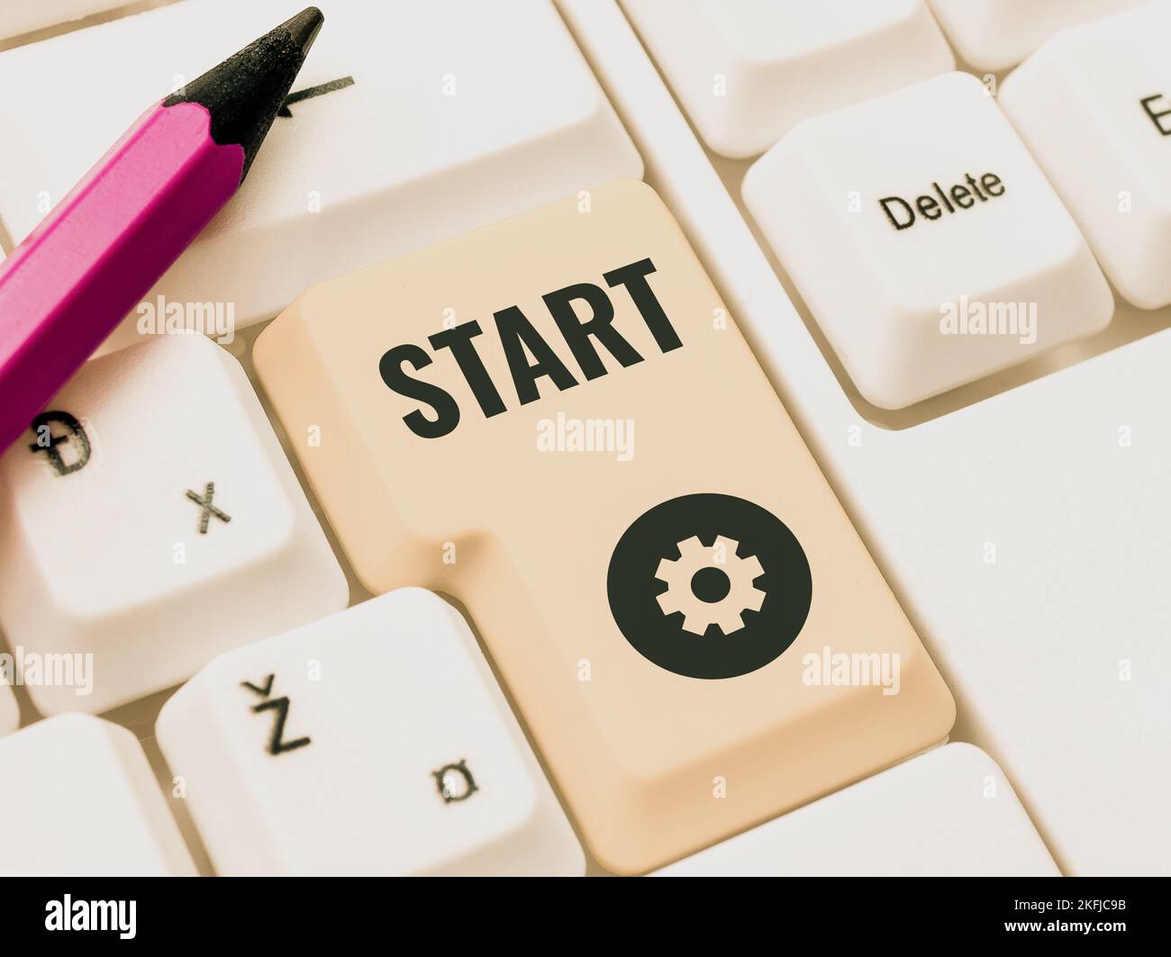Writing displaying text Start. Concept meaning begin or be reckoned ...