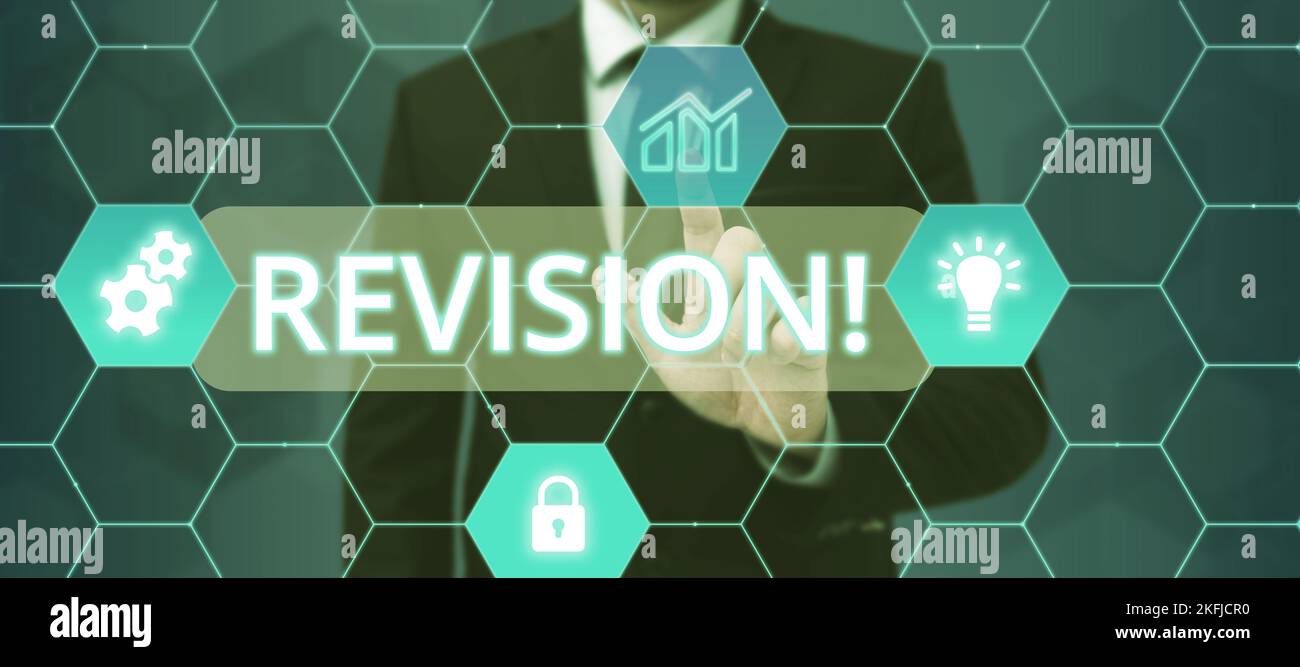 Conceptual display Revision. Internet Concept action of revising over ...