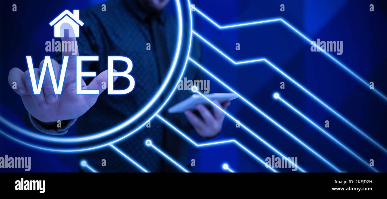 Sign displaying Web. Concept meaning a system of Internet servers that ...