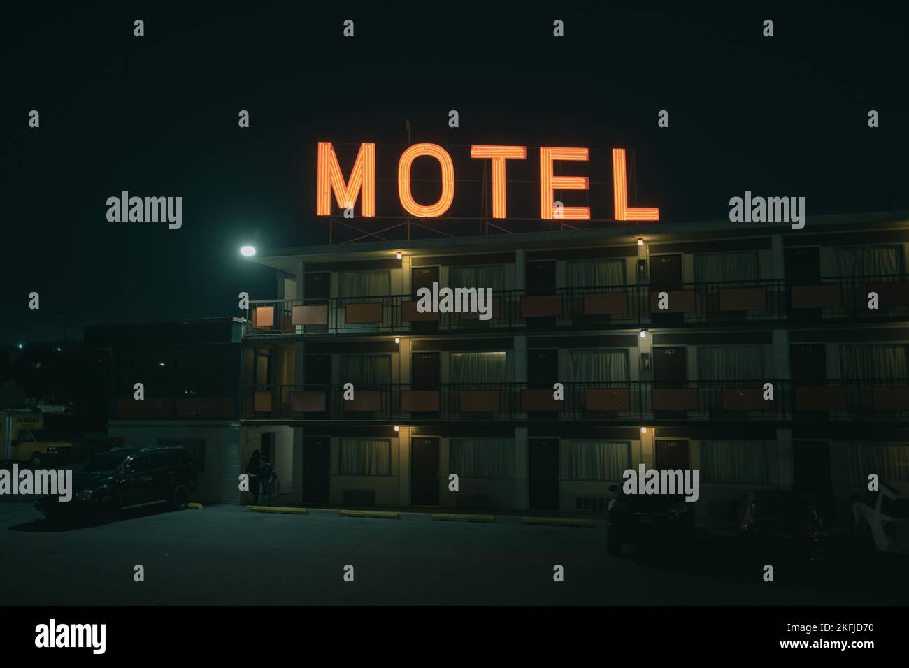 Beltway Motel & Restaurant sign at night, Halethorpe, Maryland Stock ...