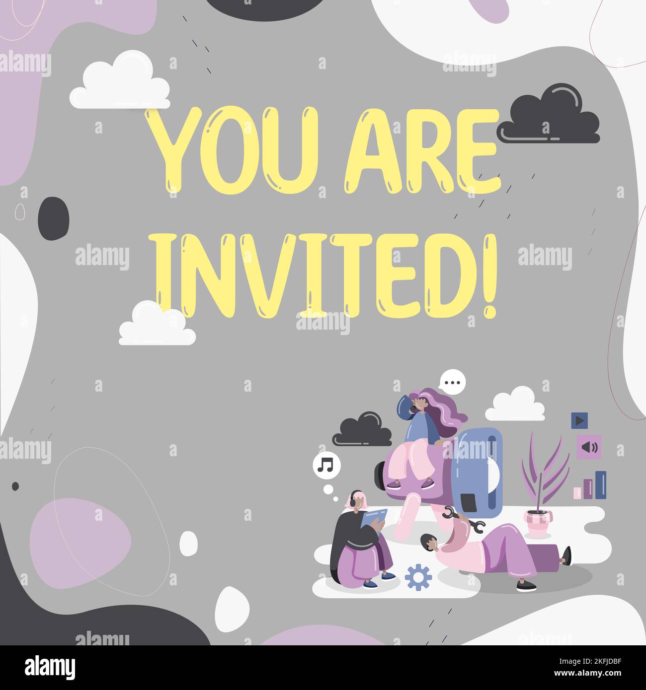 Text caption presenting You Are Invited. Business concept Receiving and ...