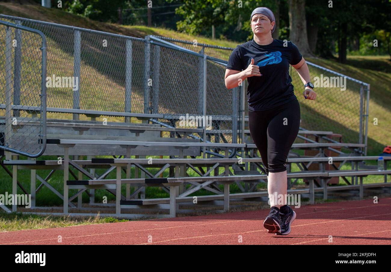U.S. Marine Corps Gunnery Sgt. Nancy Wright, retired, runs at Butler ...