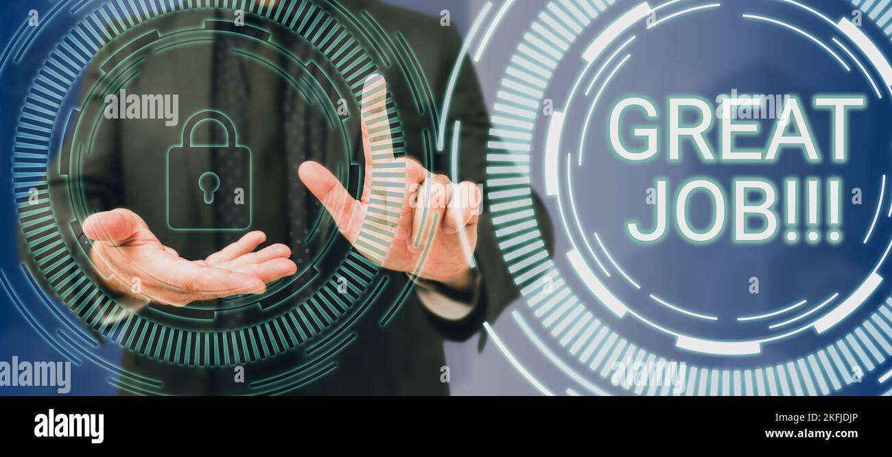 Inspiration showing sign Great Job. Business idea used praising someone for something they have ...