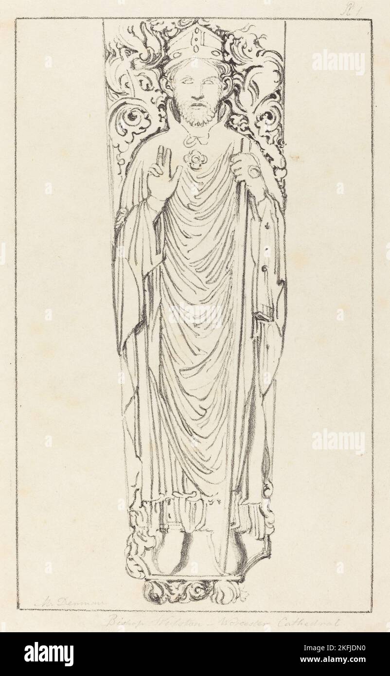 Bishop Wulstan, in Worcester Cathedral, published 1829 Stock Photo - Alamy