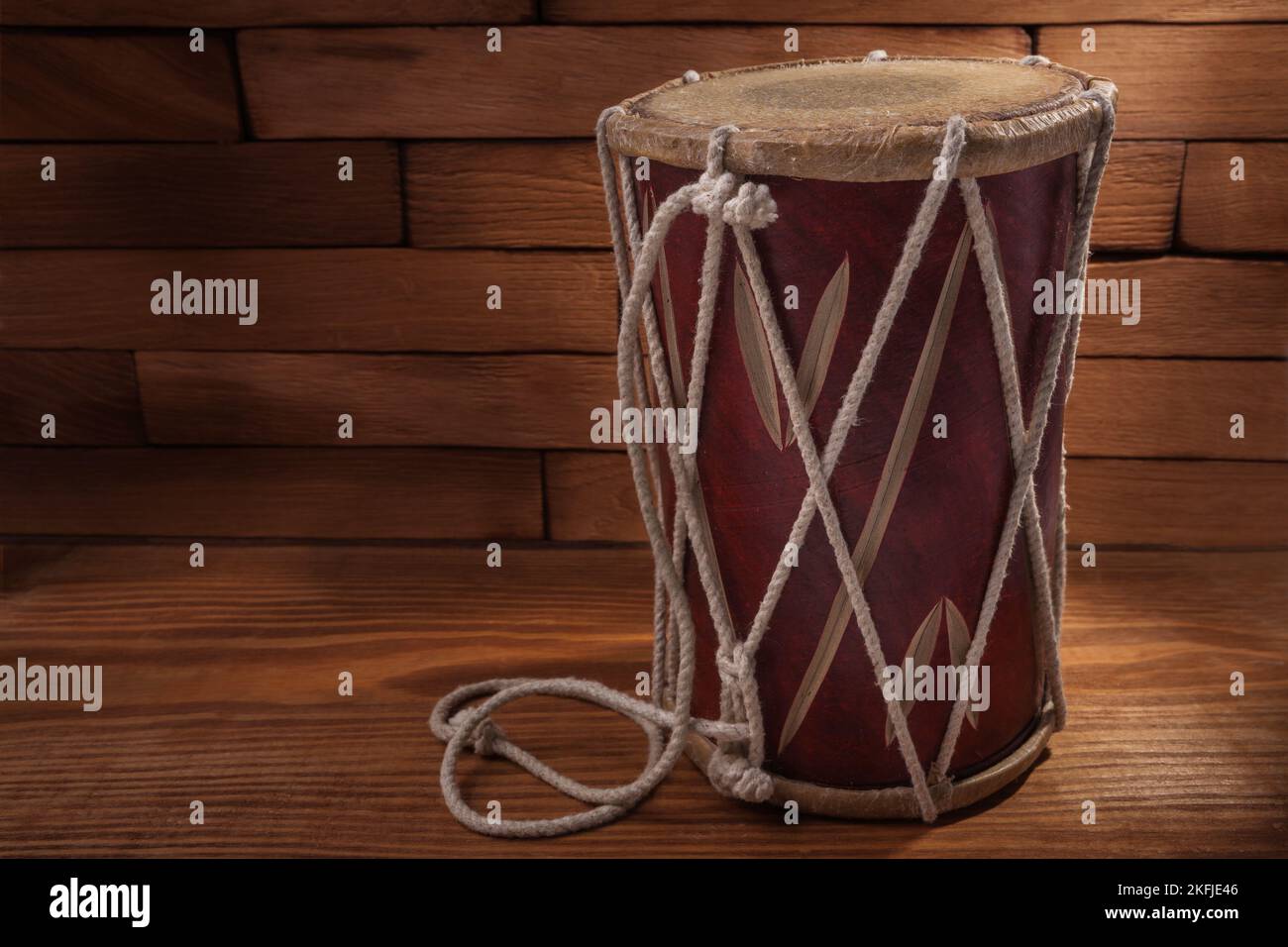 conga percussion drum instrument on wooden boards Stock Photo - Alamy