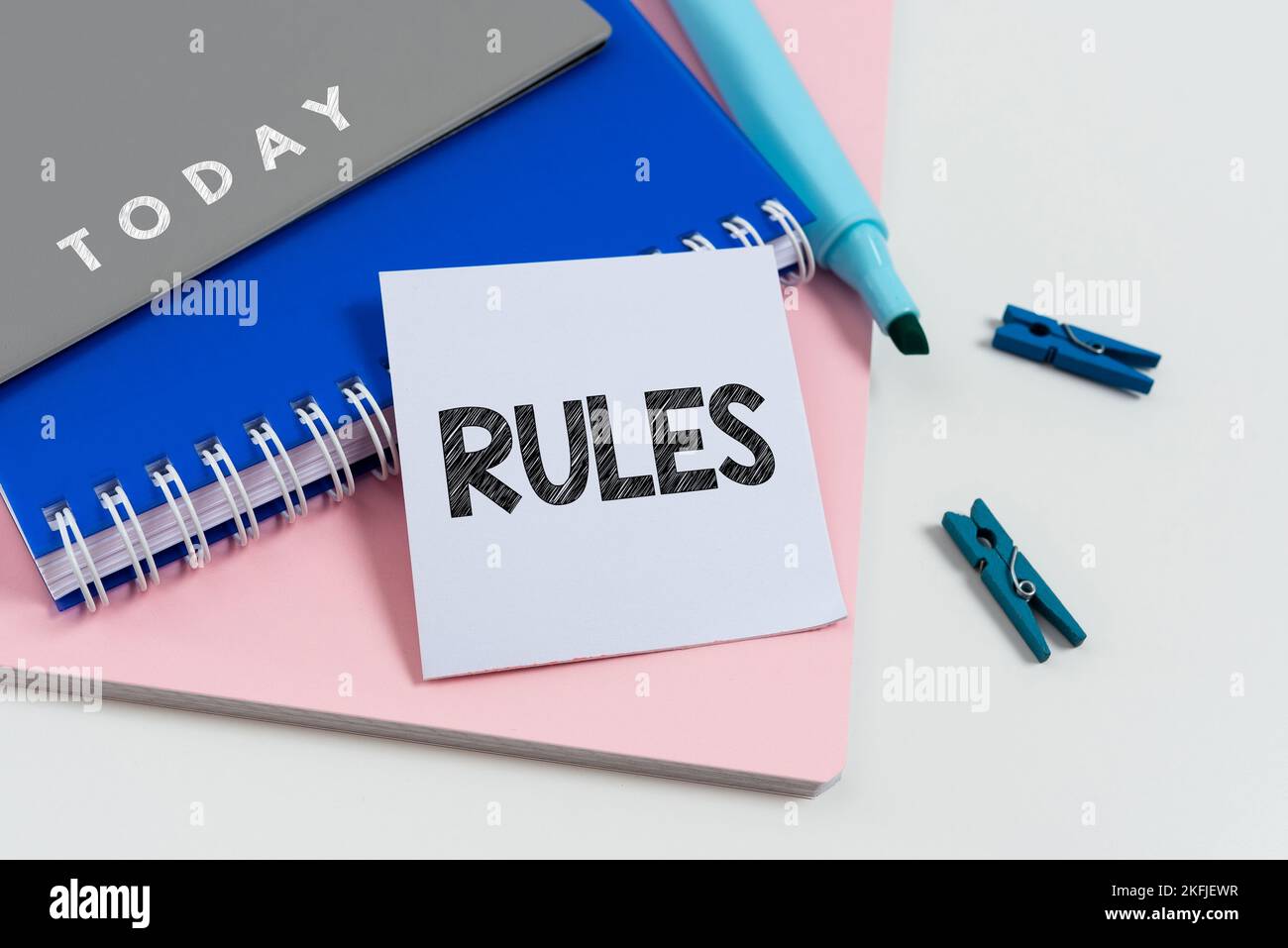 Hand writing sign Rules. Business concept exercise ultimate power ...