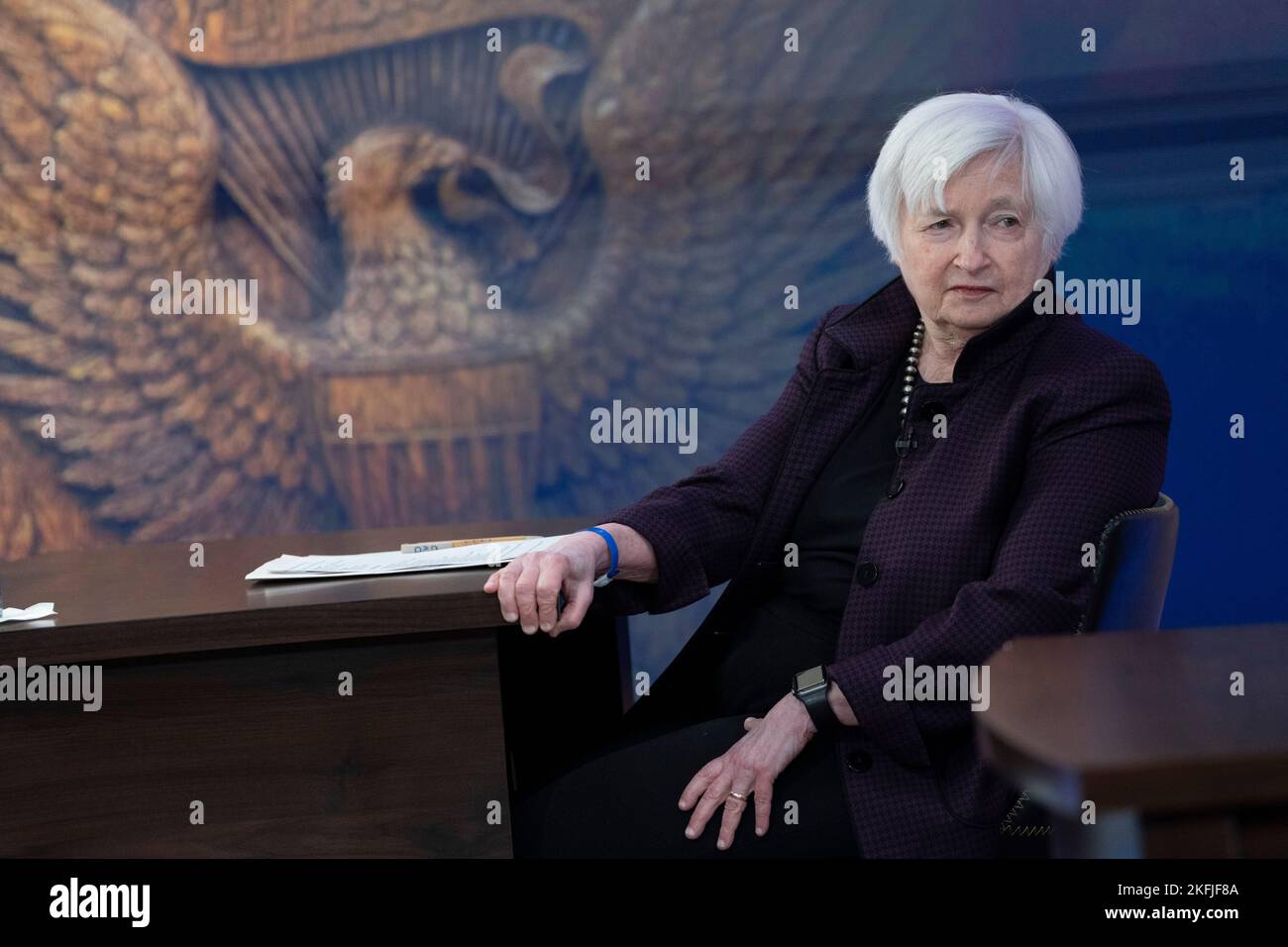 United States Secretary of the Treasury Janet Yellen attends a meeting ...