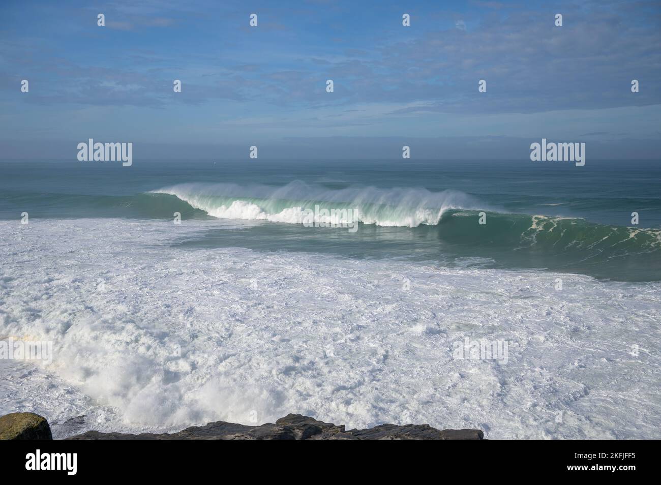 Magoito Beach on Atlantic ocean during storm and high waves, beautiful ...