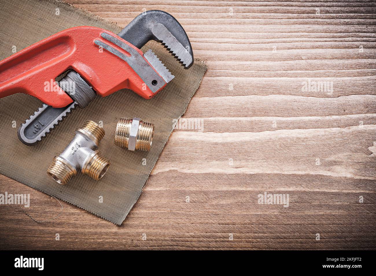 Plumbers wrench pipe fittings water mesh filter grid construction ...