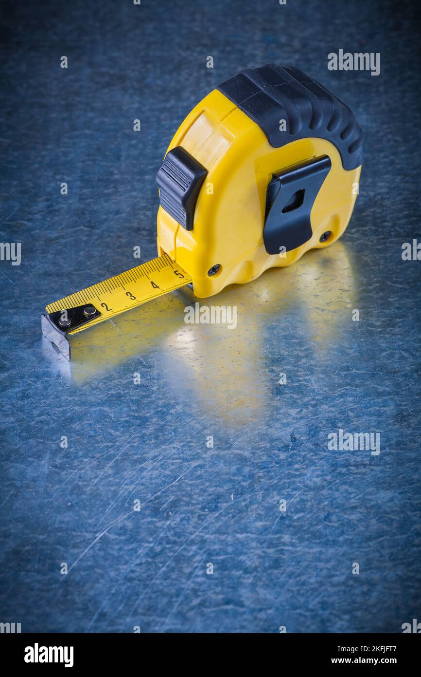 Plastic tape line on scratched vintage metallic background construction ...