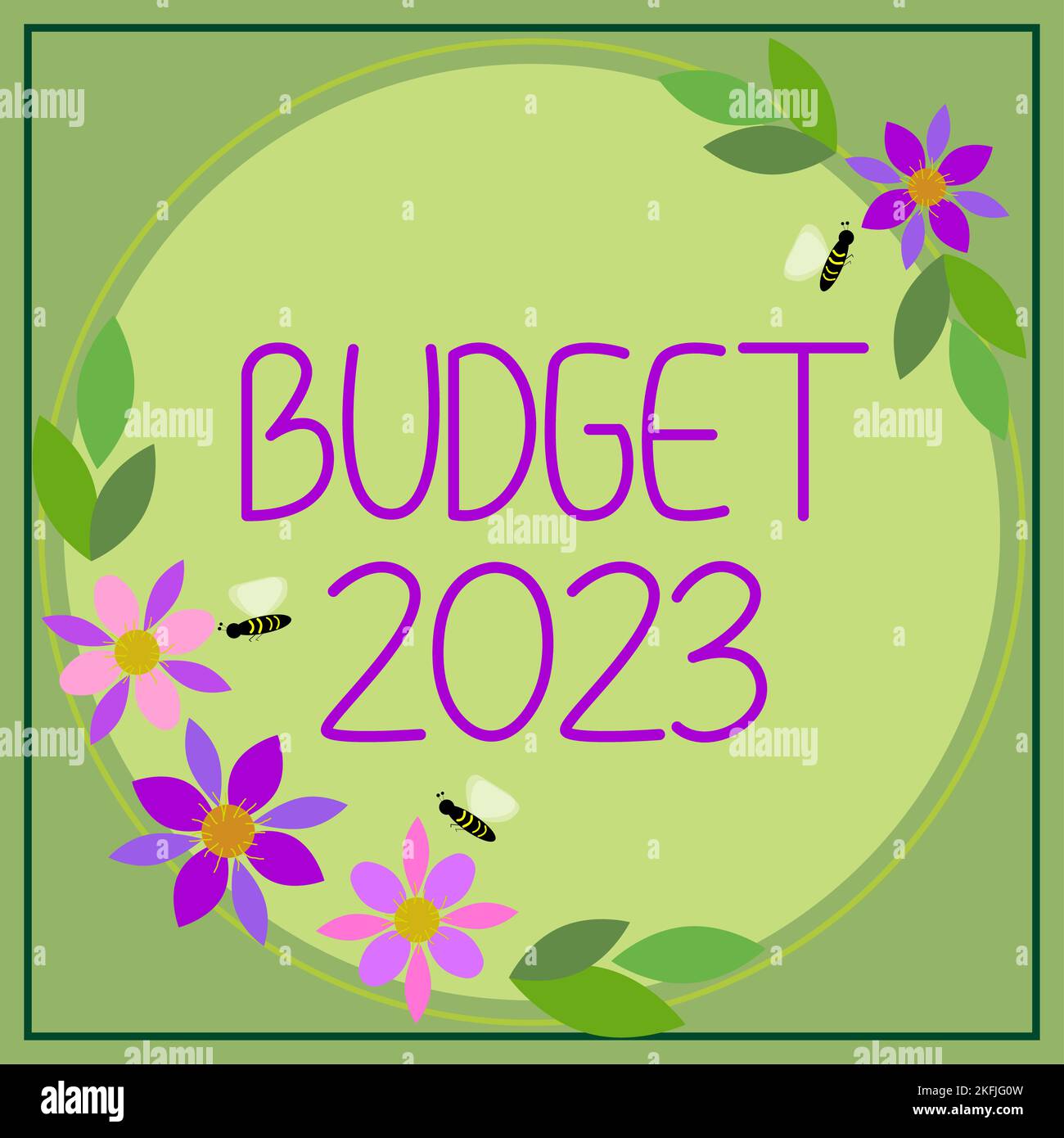 Text caption presenting Budget 2023. Concept meaning estimate of income ...