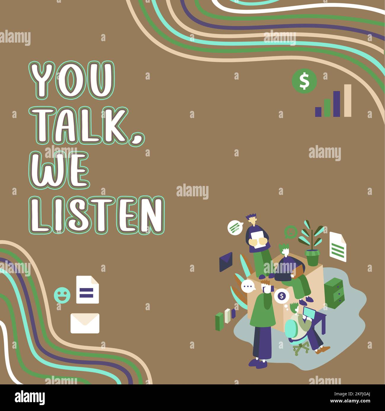 Hand writing sign You Talk, We Listen. Business overview Two Way ...