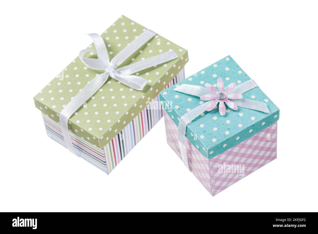 Set of handmade boxed gifts isolated on white Stock Photo - Alamy