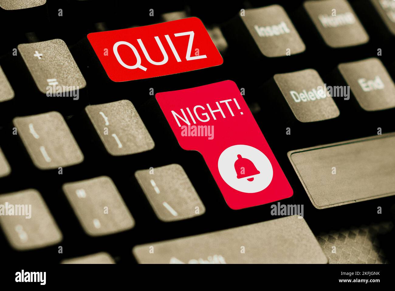 Hand writing sign Quiz Night. Word for evening test knowledge ...