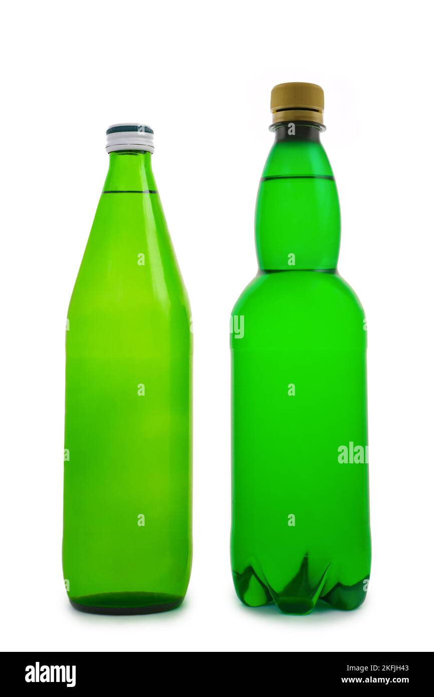 two isolated green bottle Stock Photo - Alamy