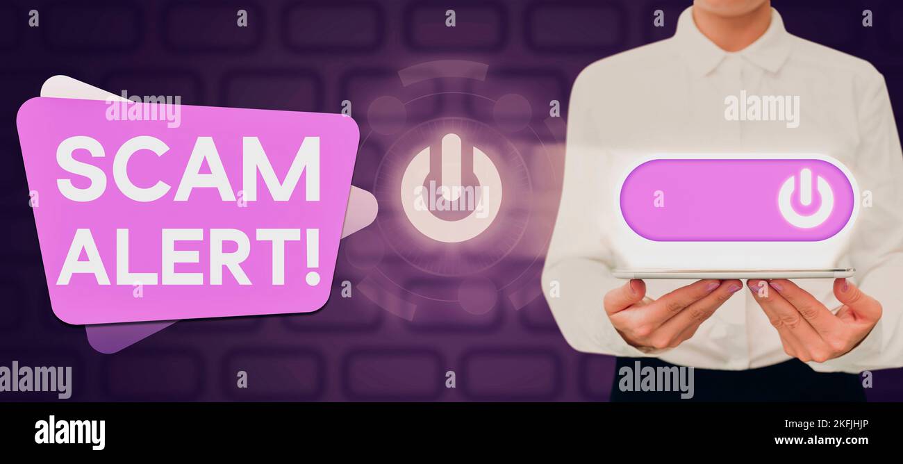 Text caption presenting Scam Alert. Business showcase warning someone ... Text caption presenting Scam Alert. Business showcase warning someone ...