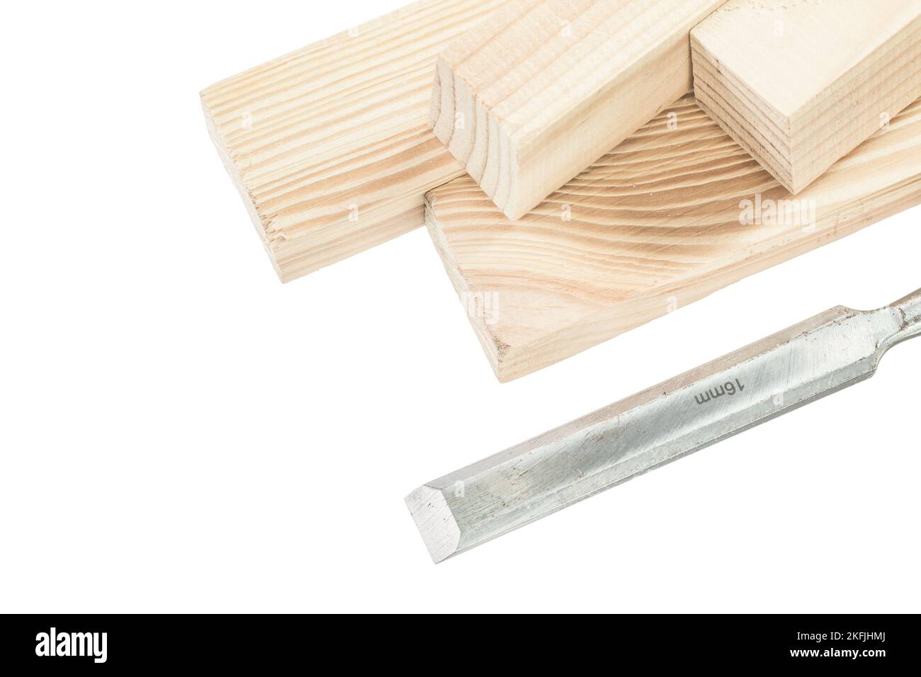 Wooden planks chisel isolated on white Stock Photo - Alamy