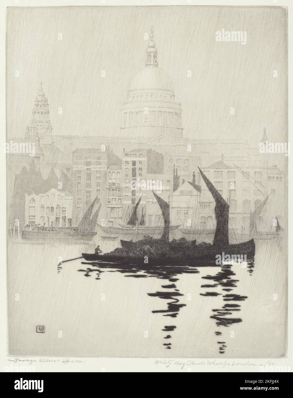 Misty Day, Paul's Wharf, London, c. 1928 Stock Photo - Alamy