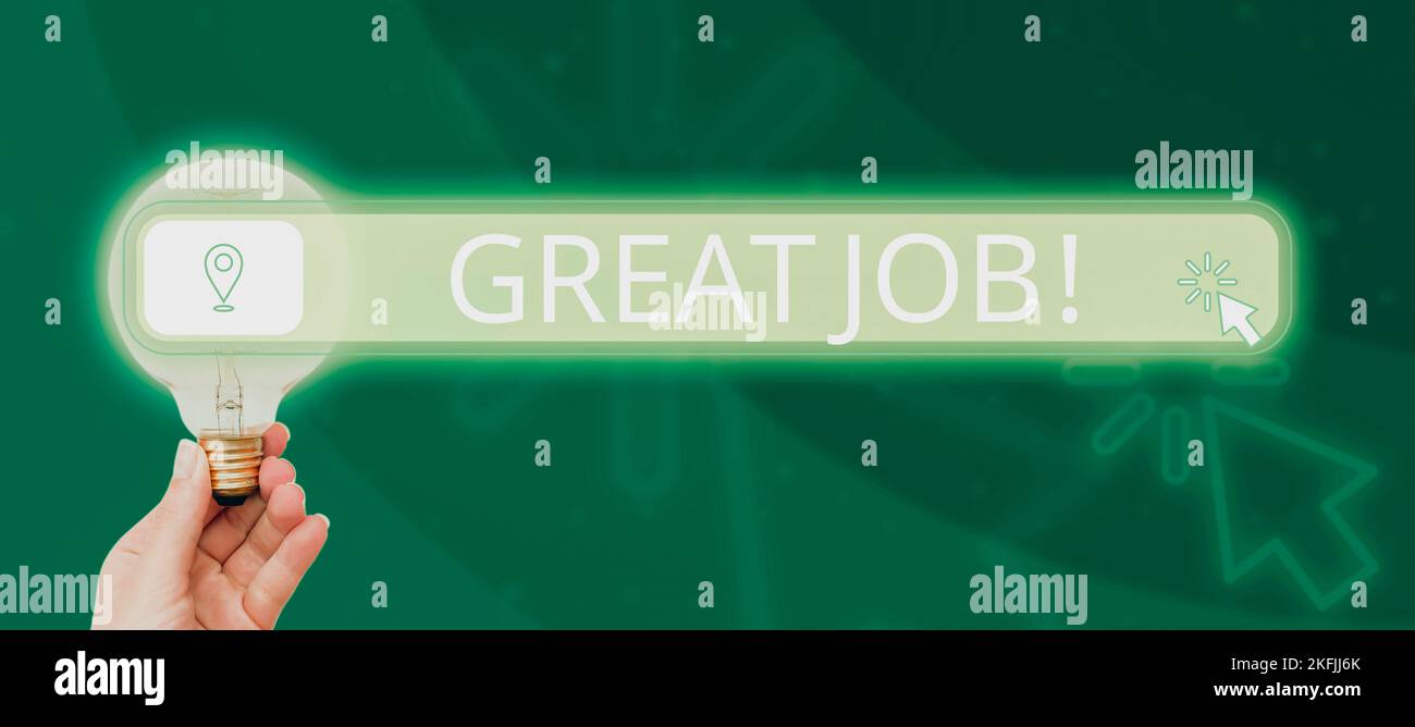 Text caption presenting Great Job. Business concept used praising someone for something they ...