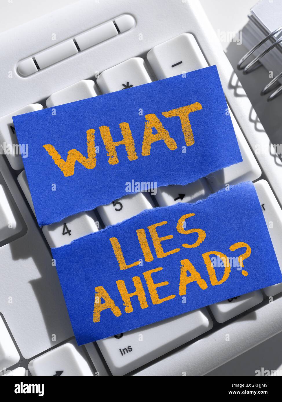 Hand writing sign What Lies Ahead. Business idea Asking for information about something on the ...