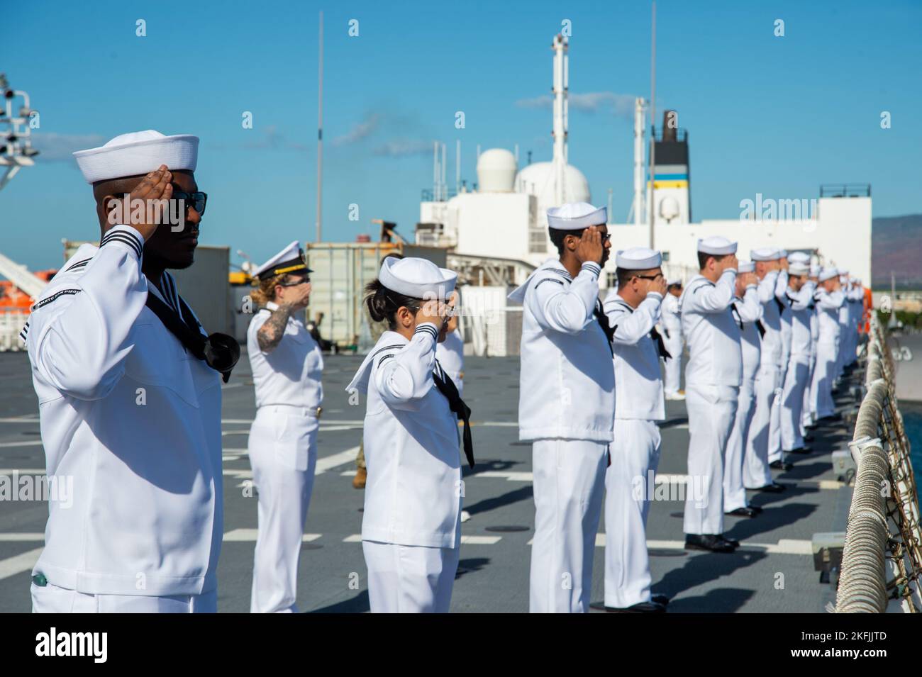 PEARL HARBOR (Sept. 20, 2022) — U.S. Navy Sailors salute the USS ...
