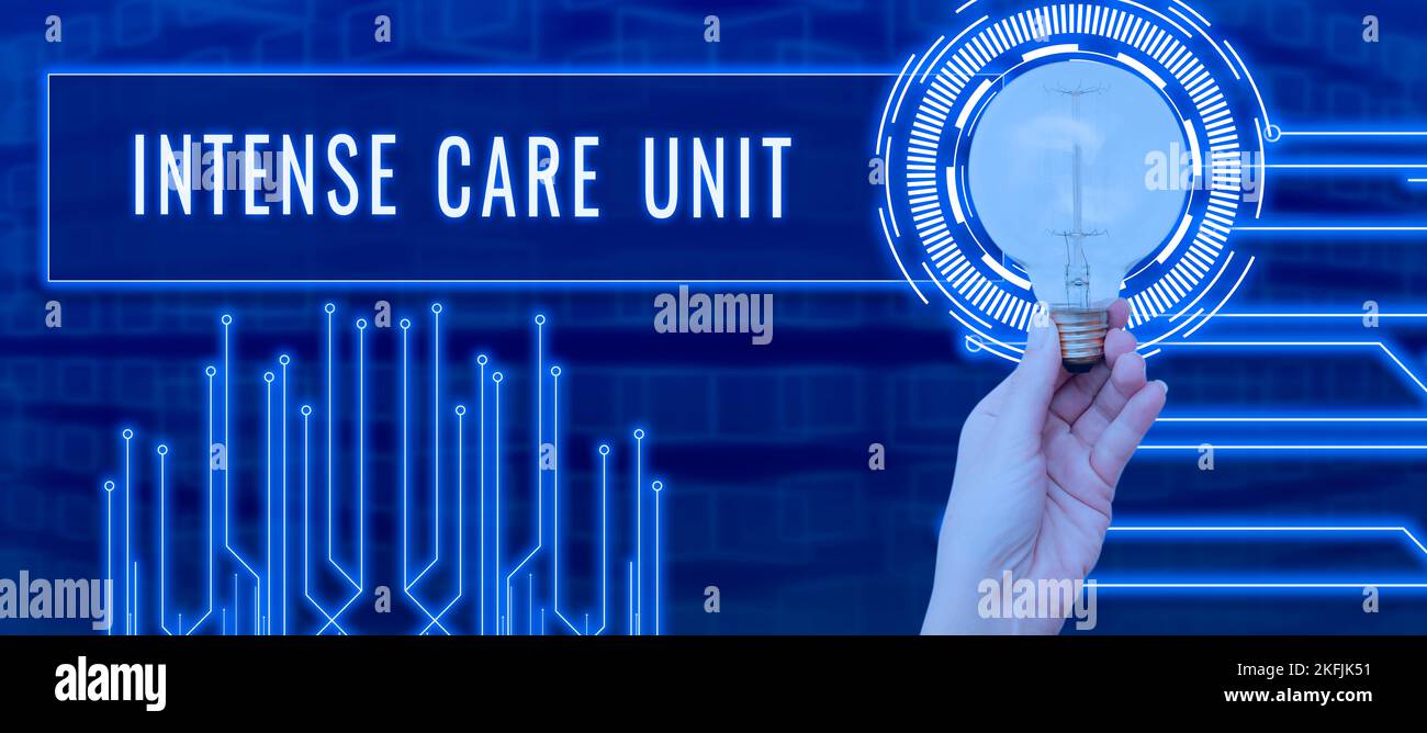 Sign displaying Intense Care Unit. Business approach a unit in a ...