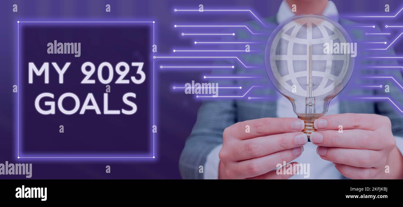 Text caption presenting My 2023 Goals. Business overview setting up ...