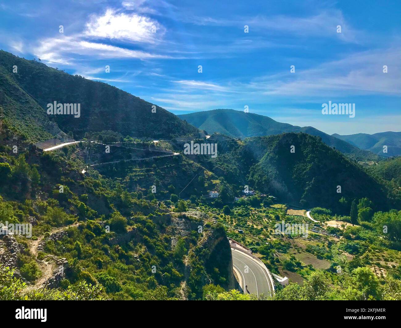 A beautiful landscape of mountains and roads in Valencia Stock Photo ...