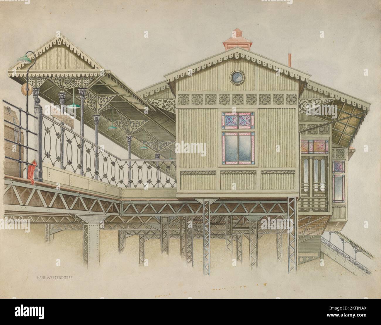 Exterior of Elevated Station, c. 1948 Stock Photo - Alamy