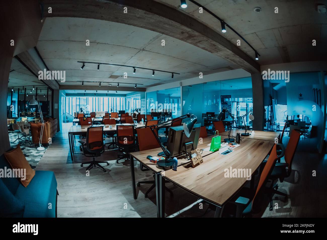 Interior Of Modern Open Plan Office With No People Stock Photo - Alamy
