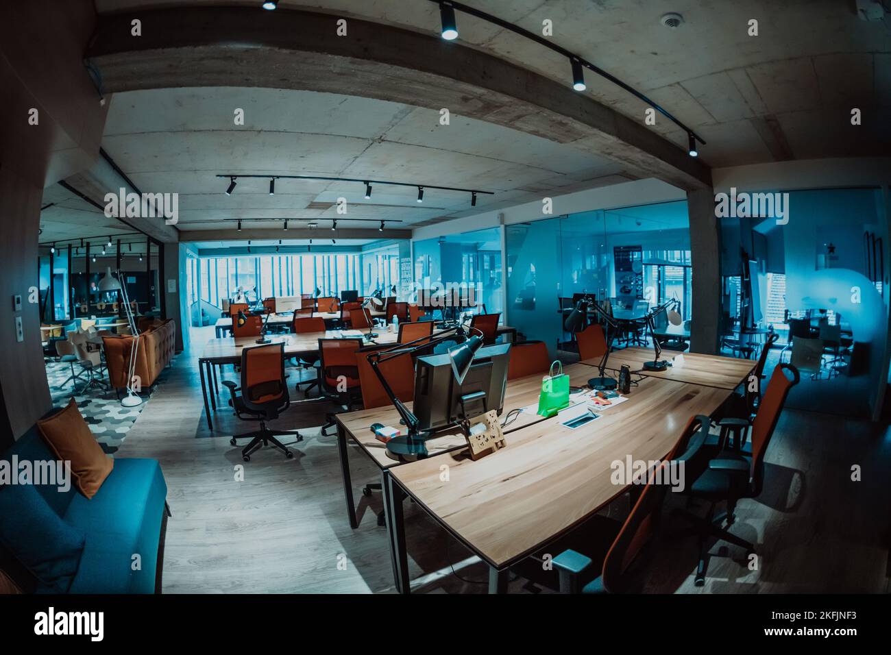 Interior Of Modern Open Plan Office With No People Stock Photo - Alamy