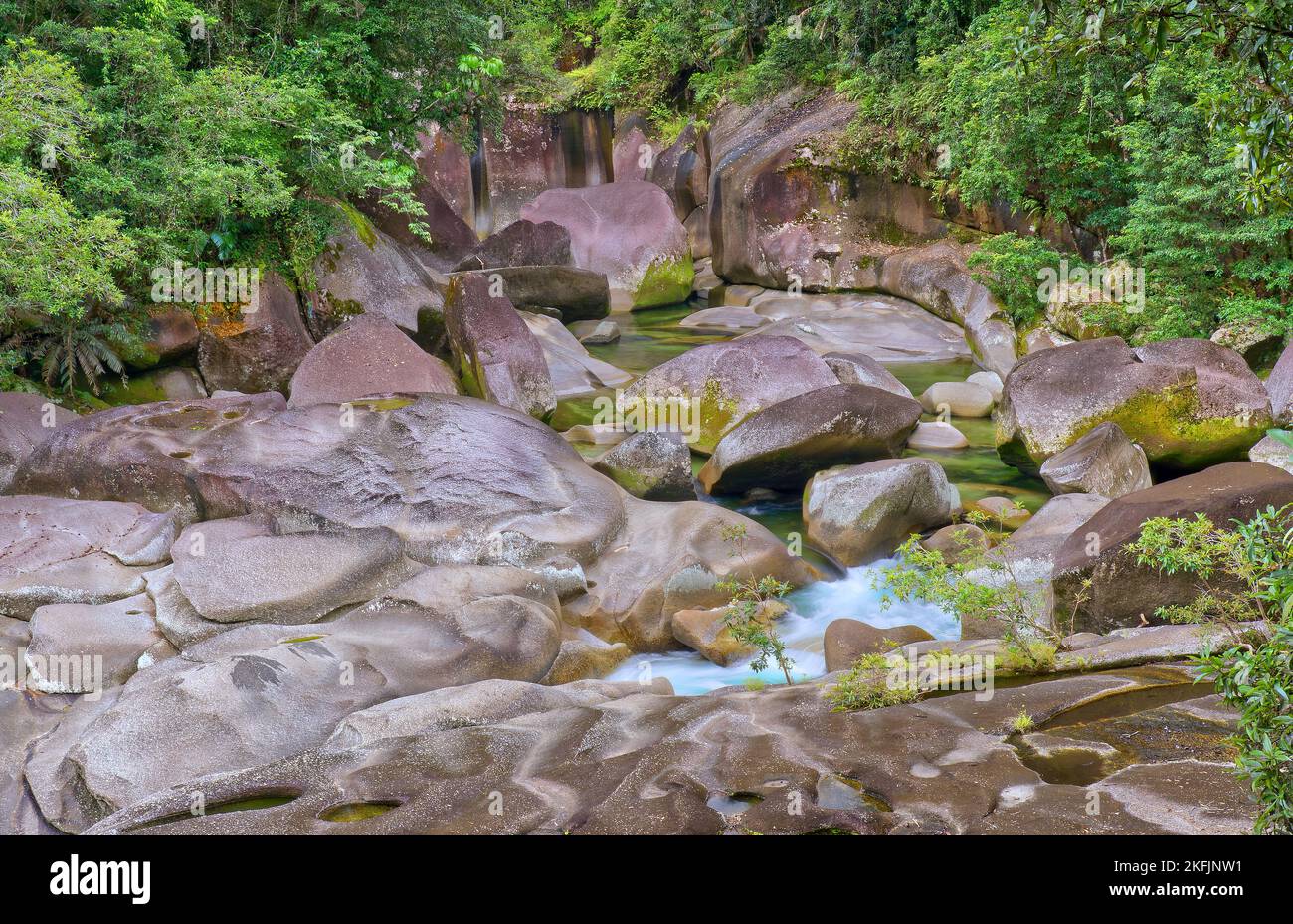 Cascades over granite at Babinda boulders, Queensland, Australia Stock ...