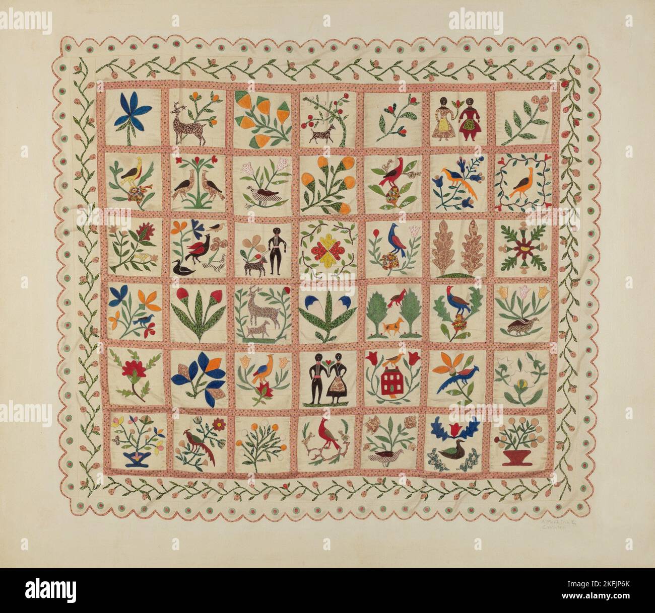 Applique Bedspread, c. 1941 Stock Photo - Alamy