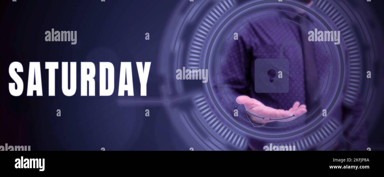 Conceptual display Saturday. Word for First day of the weekend Relaxing ...