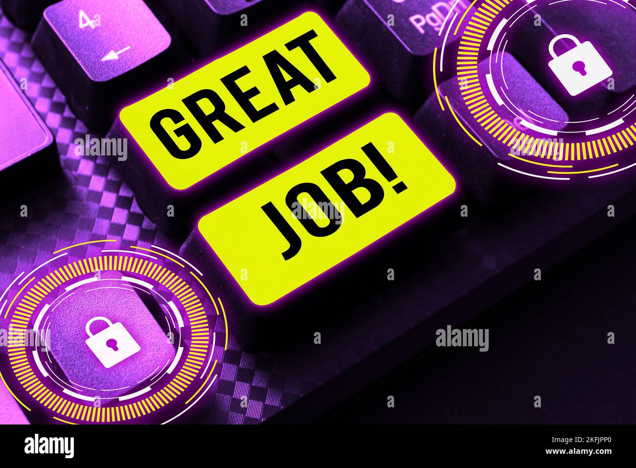 Text sign showing Great Job. Word Written on Excellent work Well done Good results Compliment ...