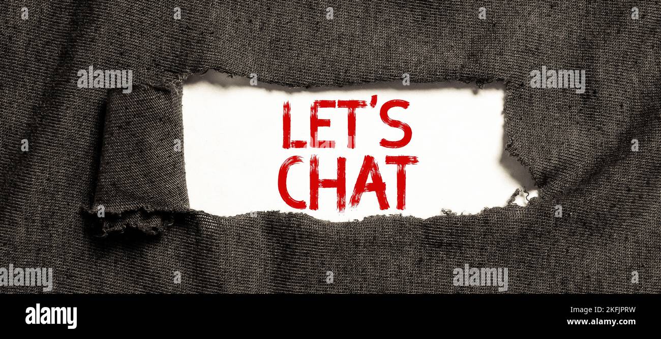 Conceptual caption LET'S CHAT. Word Written on inviting the person to ...