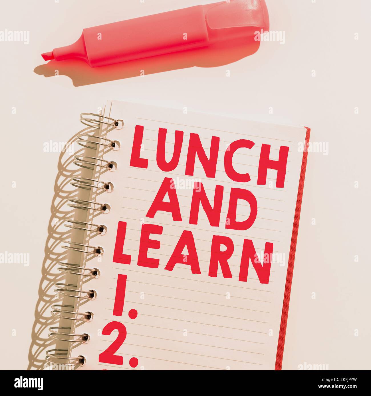 Text sign showing Lunch And Learn. Business overview Have meal and ...