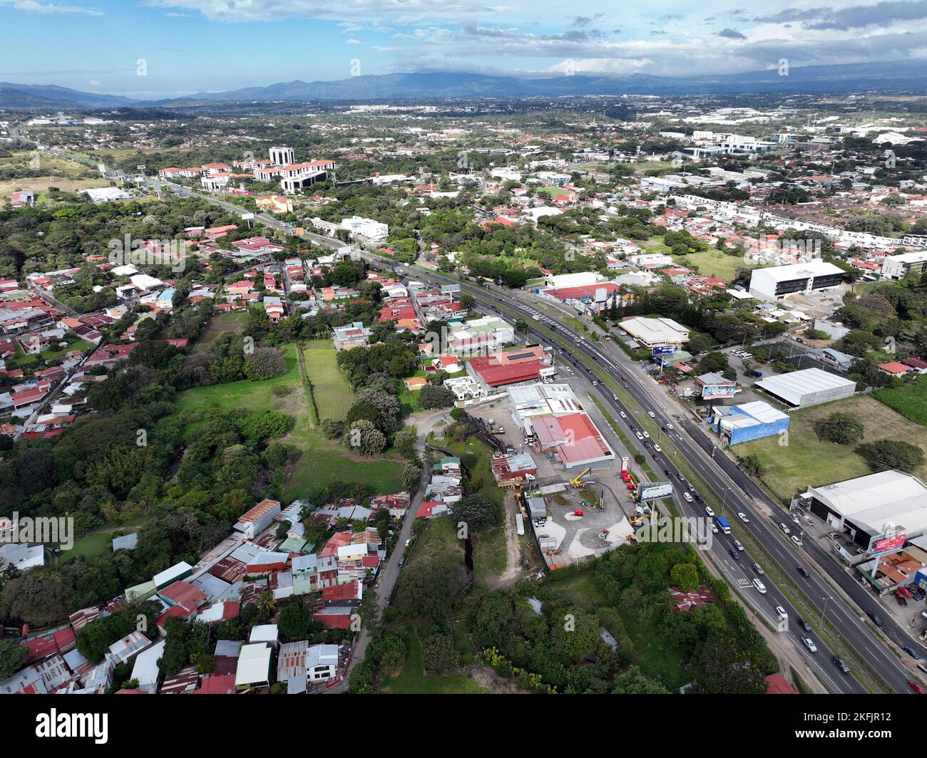 Aerial view of Santa Ana and the Ruta 27 in Costa Rica Stock Photo - Alamy