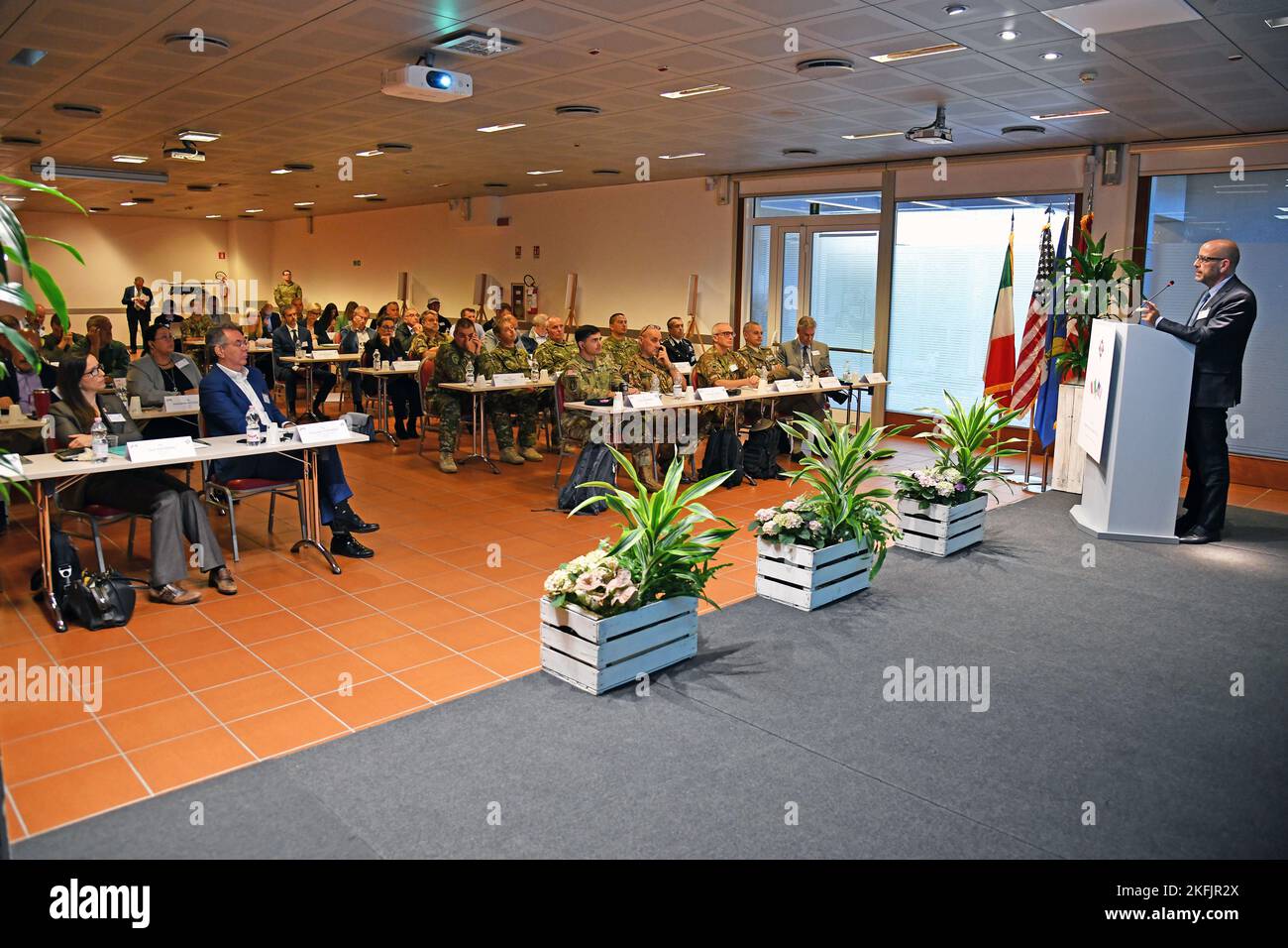 Mr. Enrico Berti, President of the Udine City Council, addresses ...