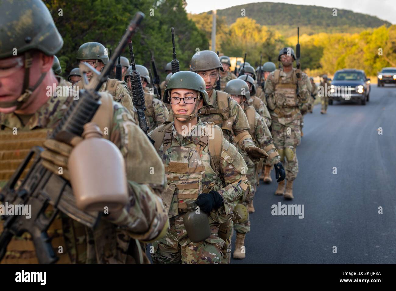 Security Forces trainees at the 343rd Training Squadron march to the ...