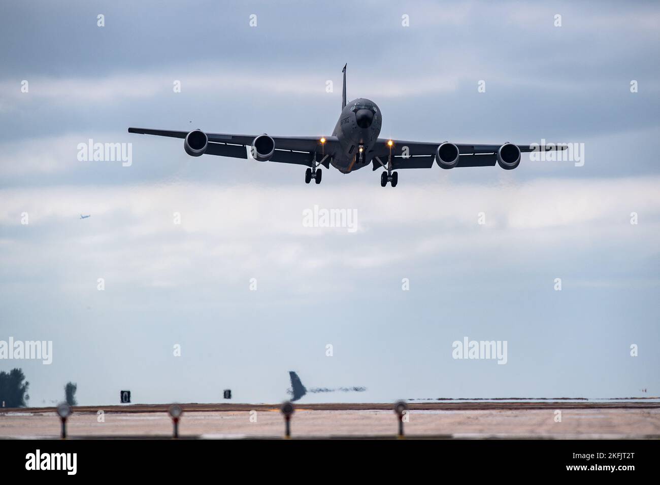 A KC-135 Stratotanker aircraft assigned to the 6th Air Refueling Wing ...