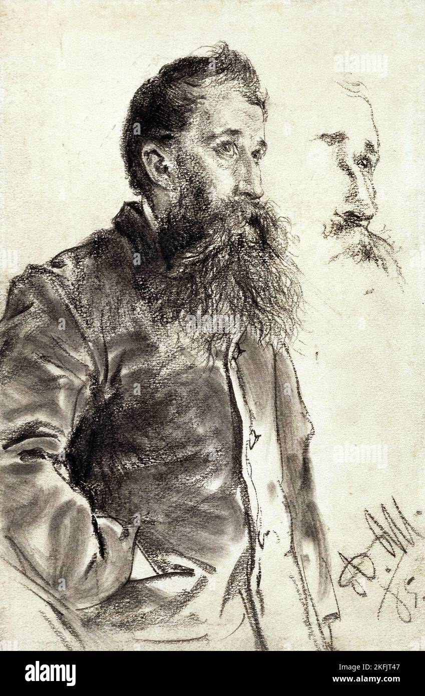 Adolph von Menzel; Study of a Man with a Beard, His Hand in His Pocket ...