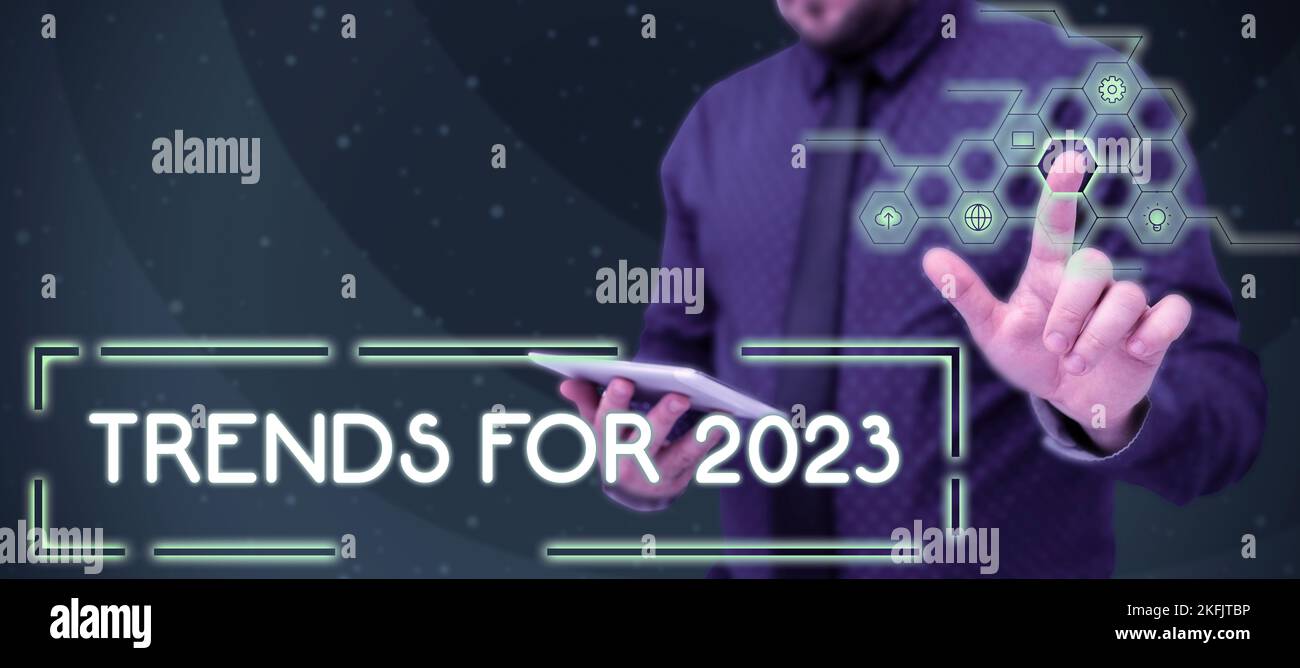 Conceptual caption Trends For 2023. Internet Concept list of things ...
