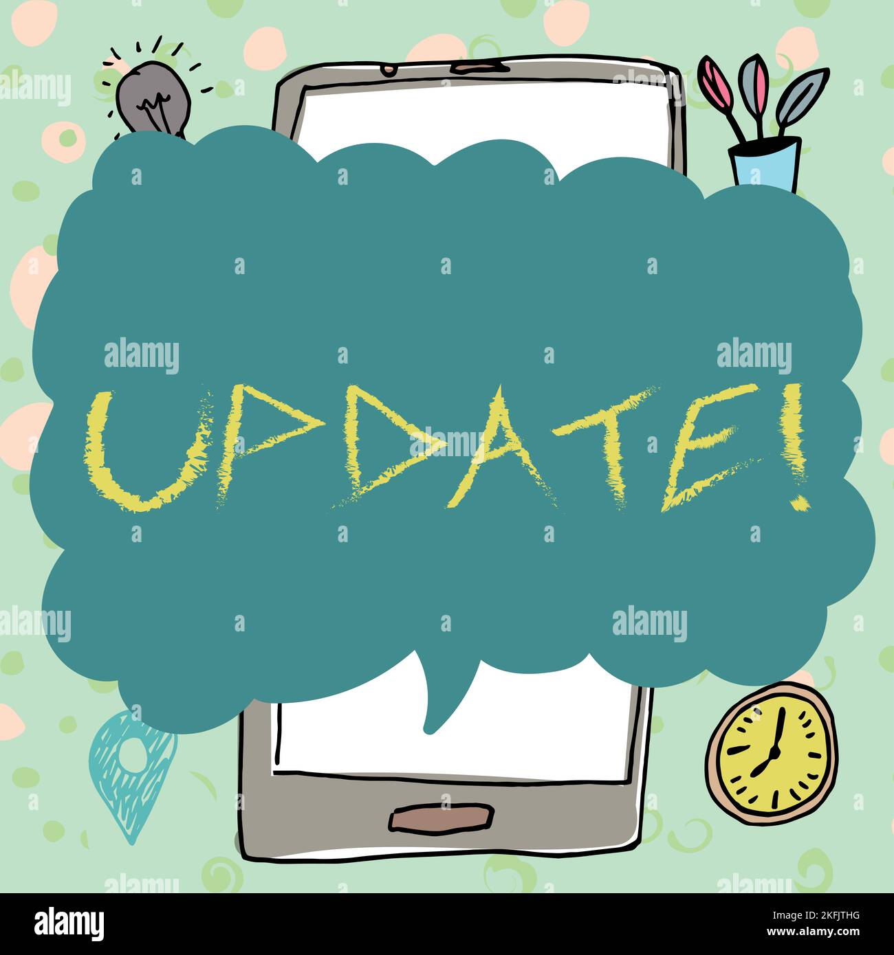 Handwriting text Update. Word Written on Up to date Make something more modern or updated newer ...