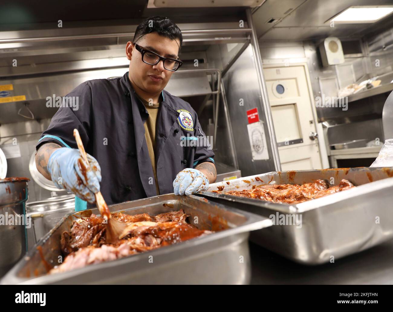 PHILIPPINE SEA (Sept. 20, 2022) – Culinary Specialist 3rd Class John Aguileraparodi, from Fort ...