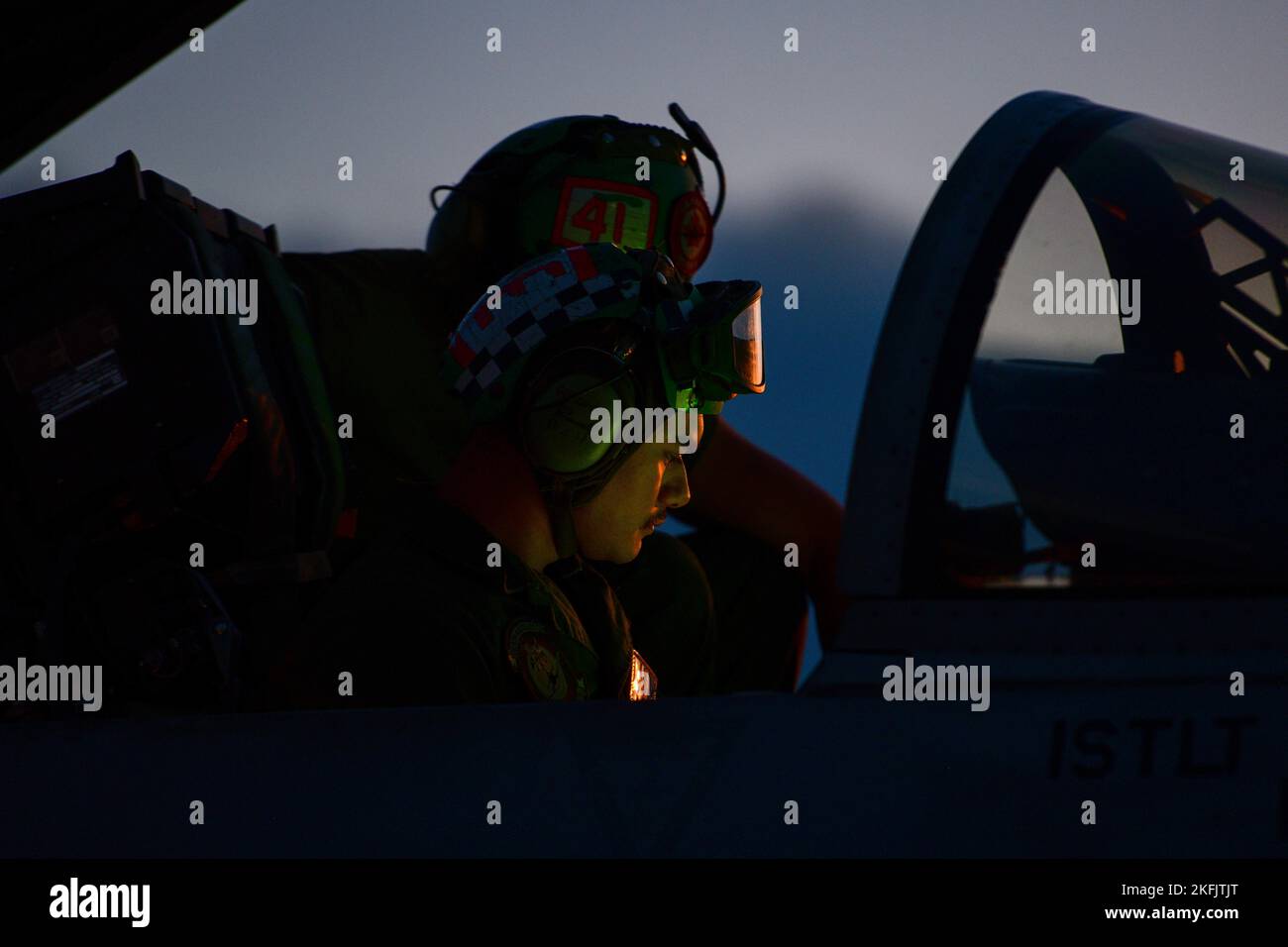 United States Marine Corps F/A-18 fixed-wing aircraft mechanics inspect ...