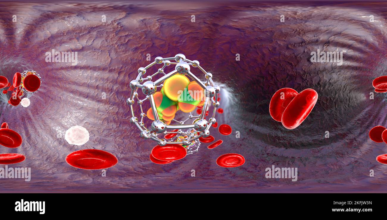 Fullerene nanoparticles in blood, illustration Stock Photo - Alamy